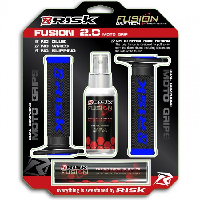 RISK RACING FUSION 2.0 MX GRIPS BLACK/BLUE ¦ Motorcycle & Extreme ...